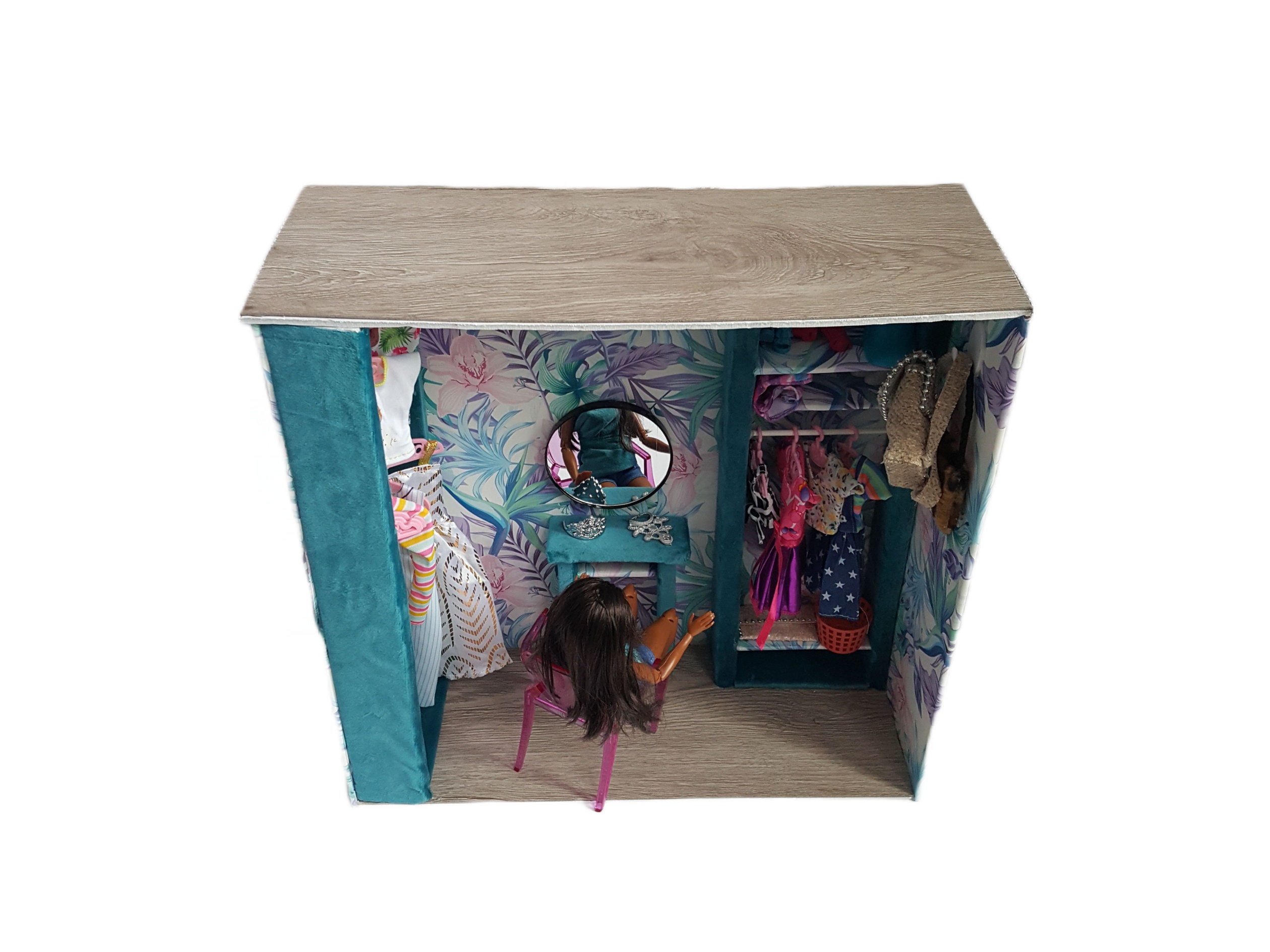 Doll Walk in Wardrobe Closet, Doll Closet, Large Doll Closet, Girls ...