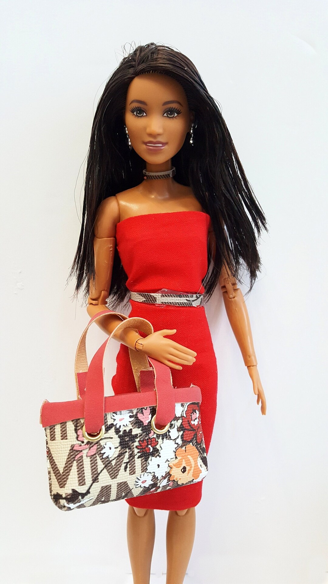 Red Designer Doll Handbag, Miniature Handbag, Doll Purse, 1:6 Scale ...