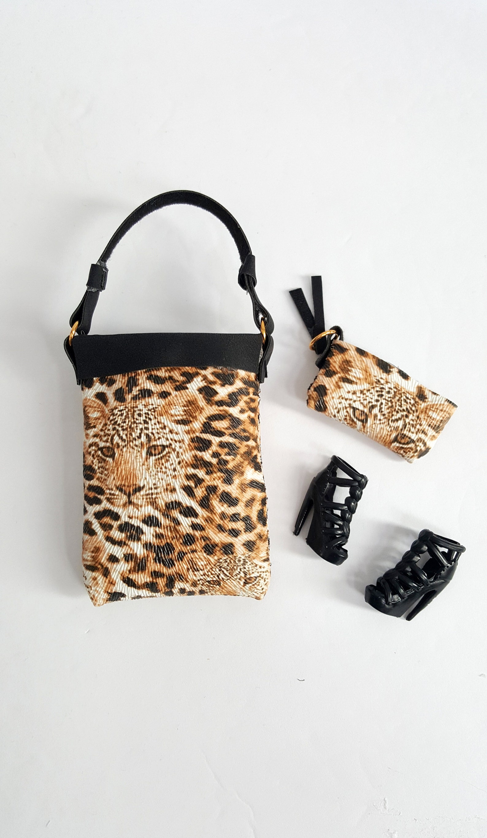 1:6 Scale Doll Handbag, Miniature Cheetah Handbag, Miniature Purse ...