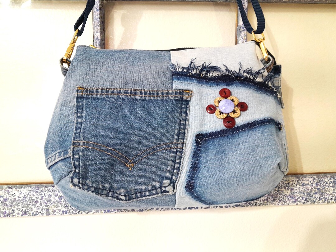 Denim Crossbody Purse, Repurposed Jeans Cross Body Bag - Etsy