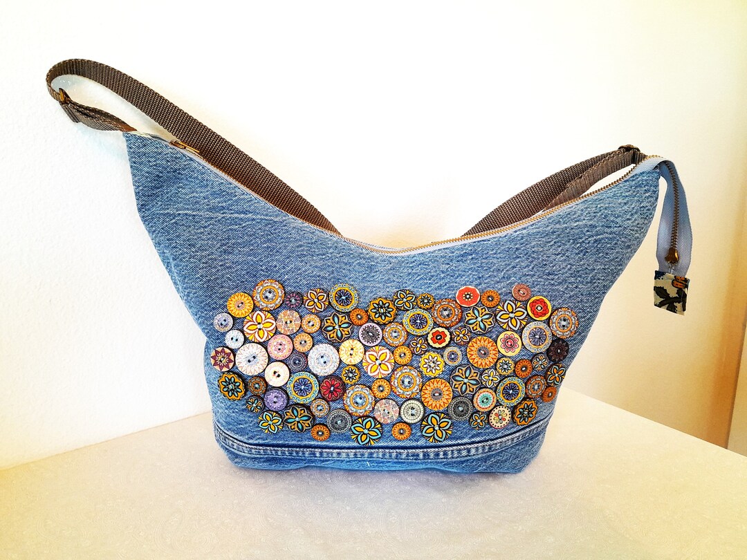 Jeans Buttons Purse, Button Art Cross Body Bag - Etsy