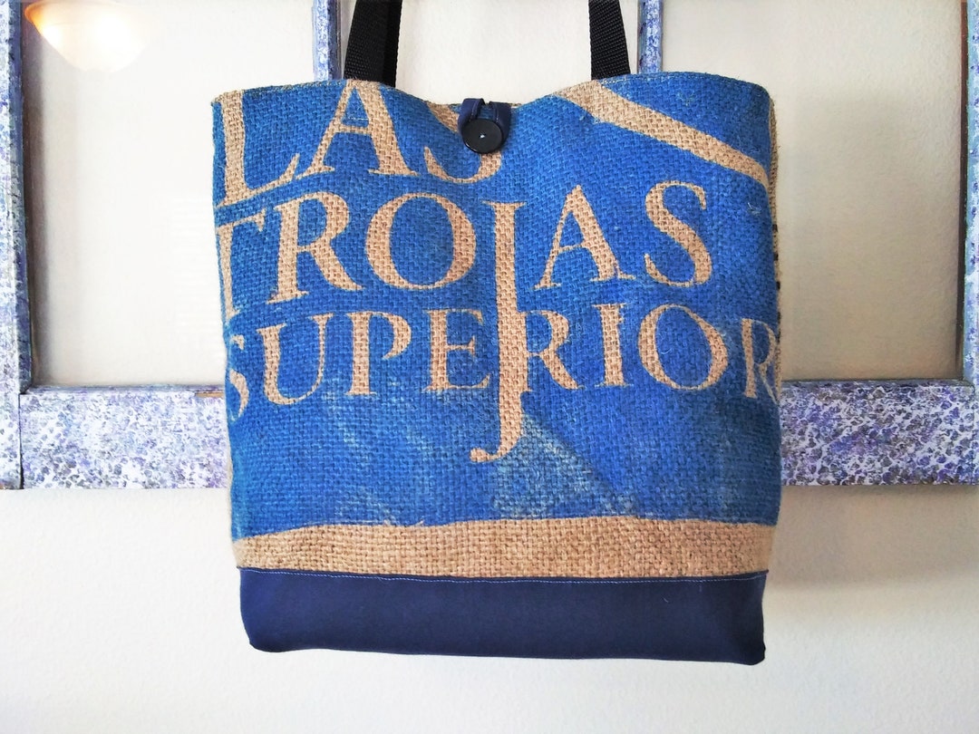 Large Top Handle Bag, Coffee Sack Purse, Repurposed Burlap Handbag - Etsy