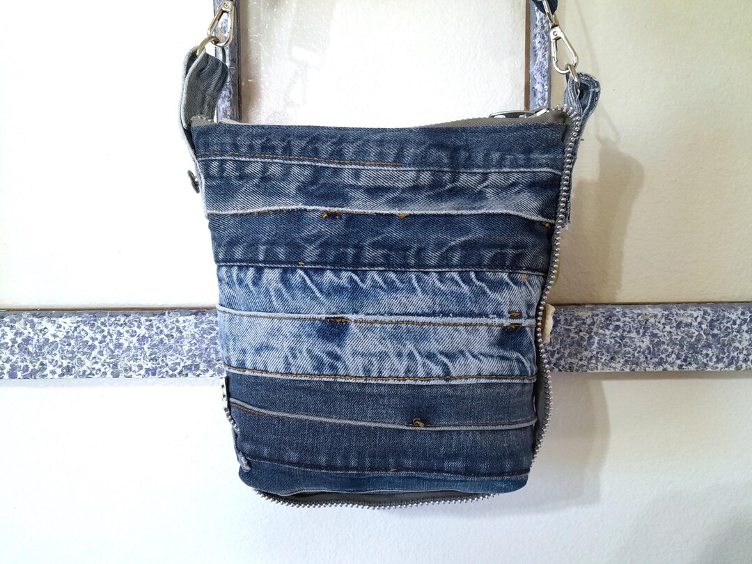 Denim Crossbody Bag, Repurposed Jeans Cross Body Purse. - Etsy