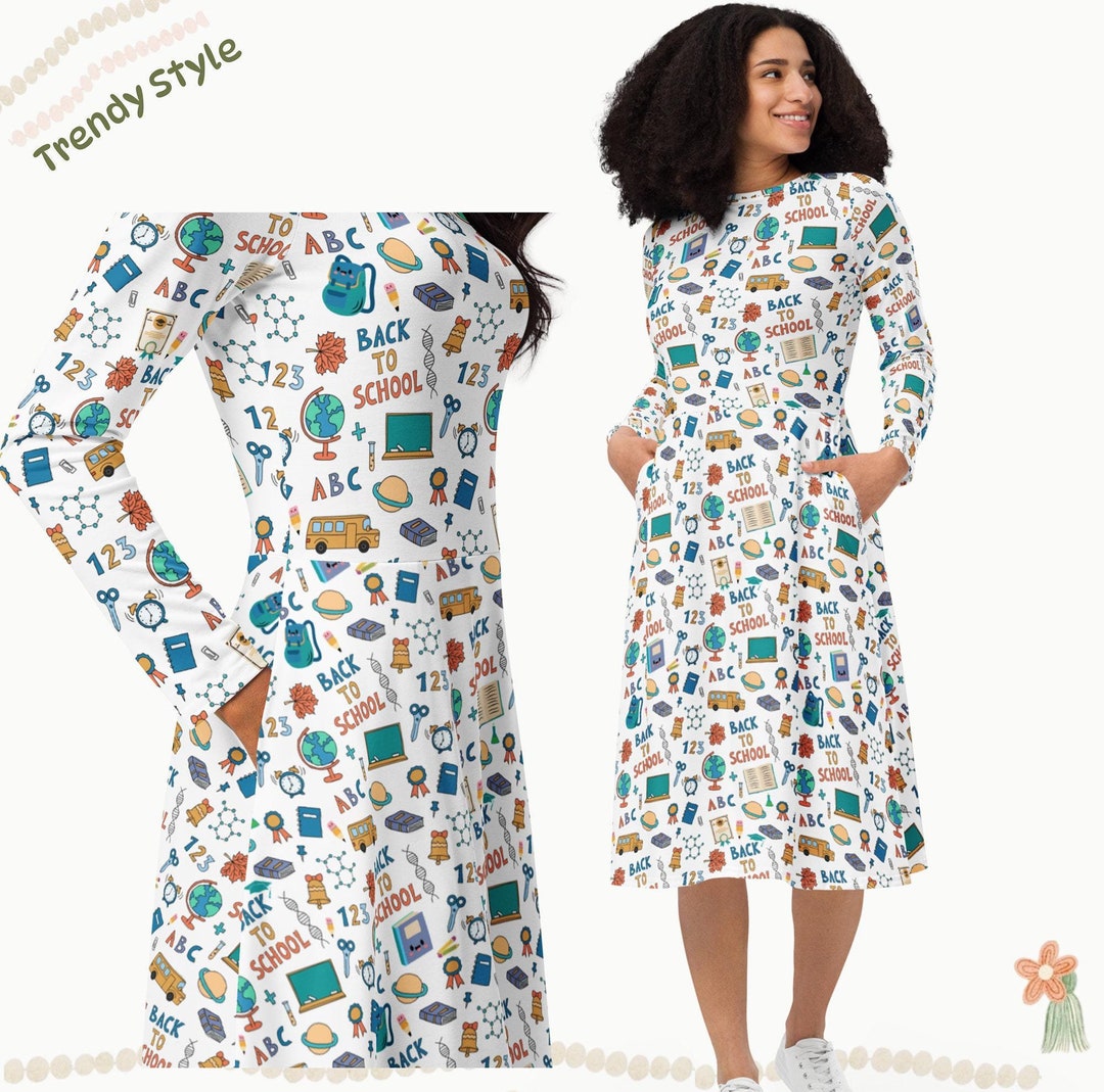 Back to School Teacher Dress Elementary Preschool Kindergarten Teacher ...