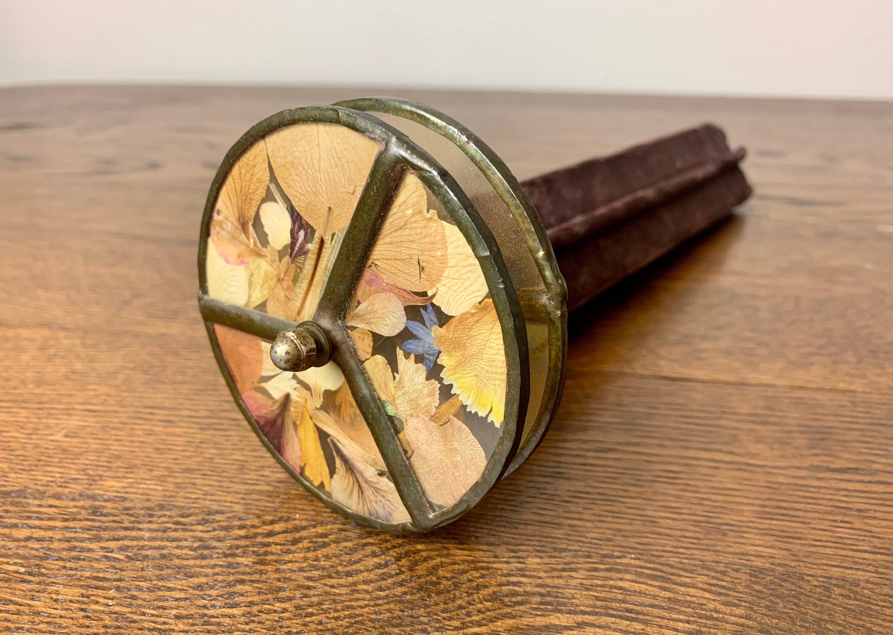 Vintage Hand Crafted Stained Glass Triangular Kaleidoscope Double ...