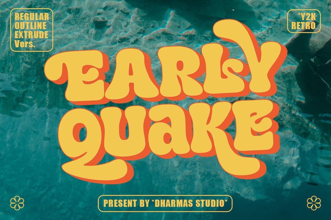 Early Quake - Font, Retro Wavy Font, Fonts Procreate, Fonts Cricut, 60s ...