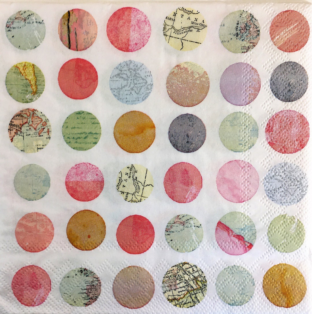 Individual Napkin ~ Map Details in Circles - Etsy