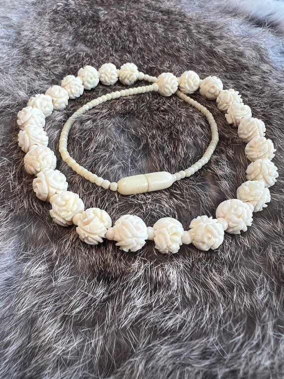 vintage antique carved bone - Gem