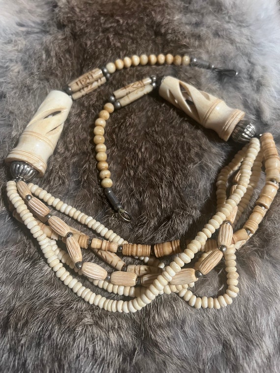 Tribal Style Abstract Twisted Bone and Circle Carved … - Gem
