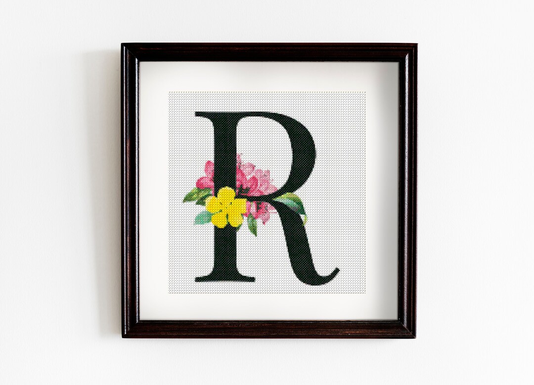 Floral Letter R Cross Stitch Pattern, Monogram (PDF) - Etsy