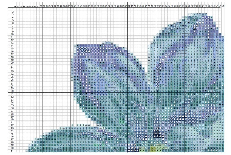Flower Cross Stitch Pattern, Blue Flower, Big Flower, Pdf Pattern ...