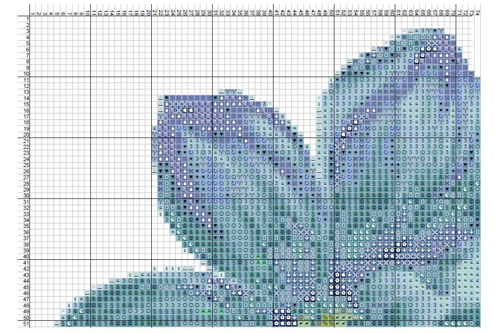 Flower Cross Stitch Pattern, Blue Flower, Big Flower, Pdf Pattern ...
