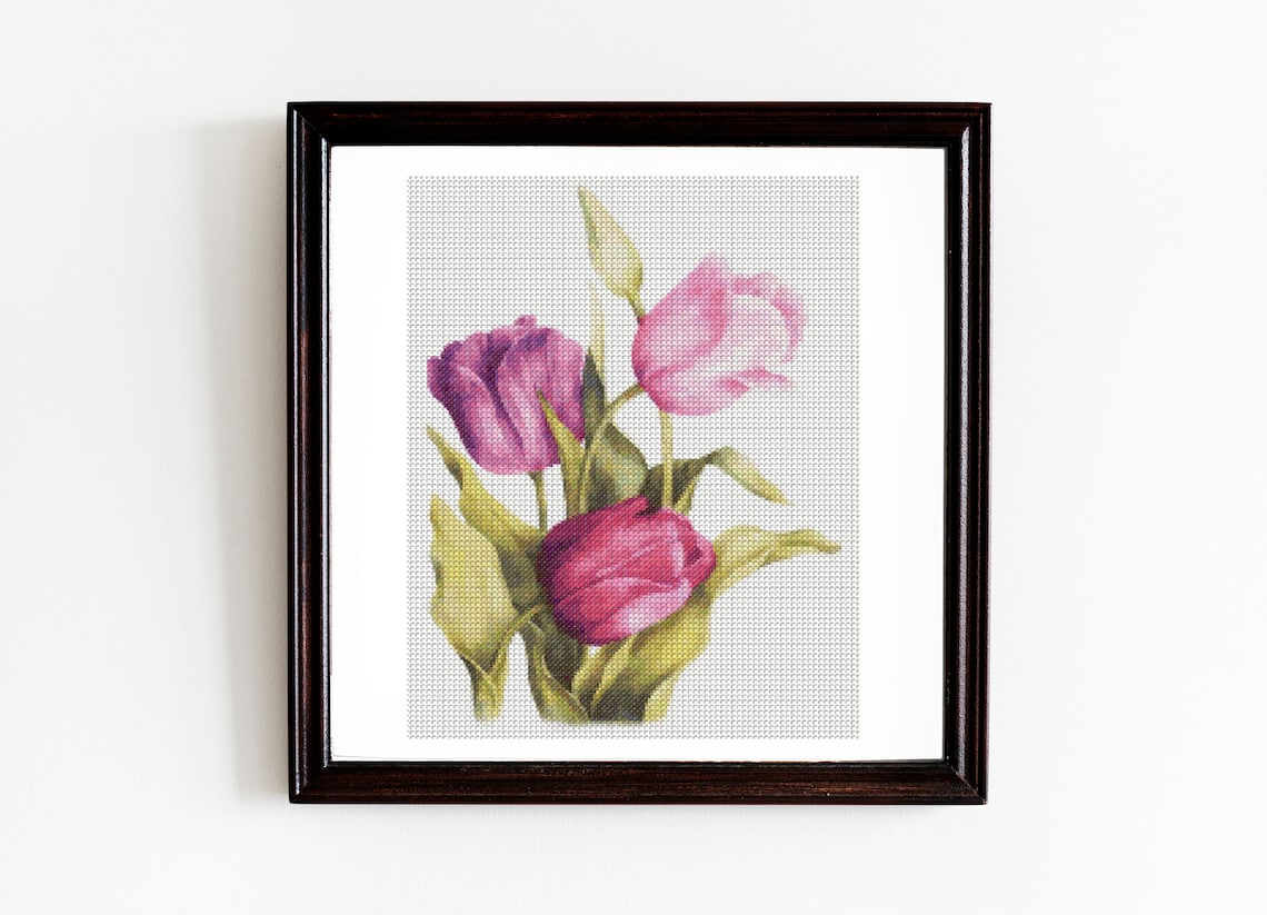 Tulip Cross Stitch Pattern PDF Instant Download Spring - Etsy