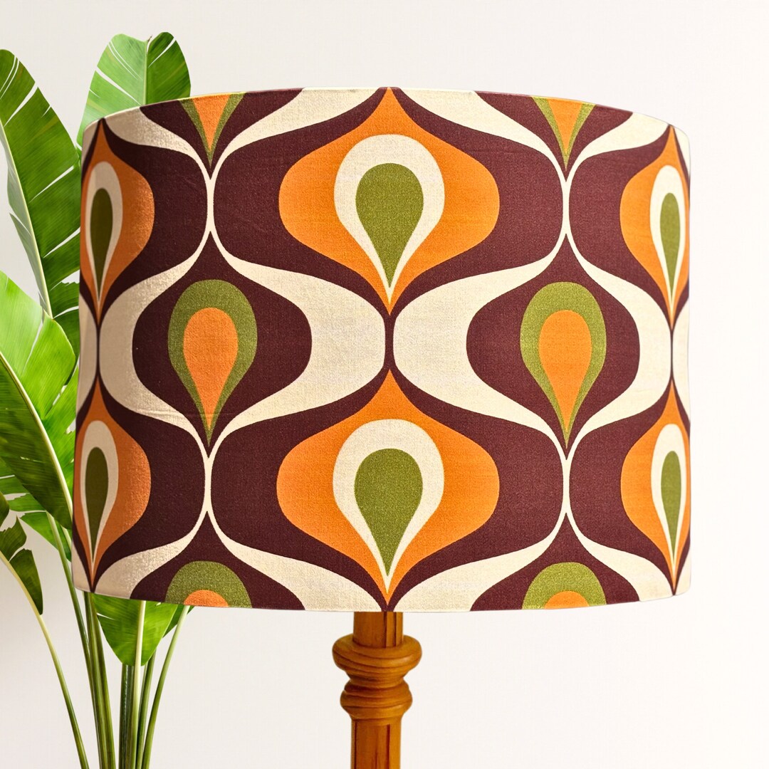 Ogee 70s Retro Lampshade | Brown & Orange Vintage Lamp - Etsy