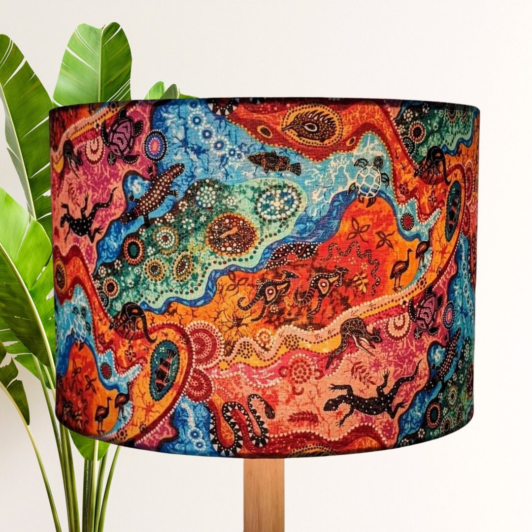 Land and Sea Aboriginal Lamp Shade, Lampshades Floor Lamp, Lampshade ...