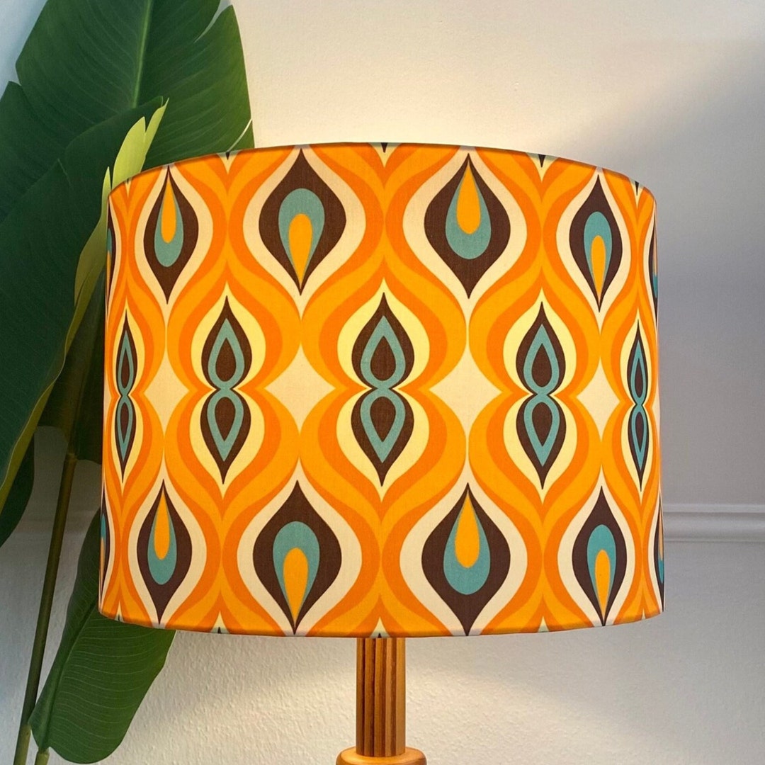 70s Retro Lamp Shade | Handmade Orange Cotton Lampshade - Etsy Australia