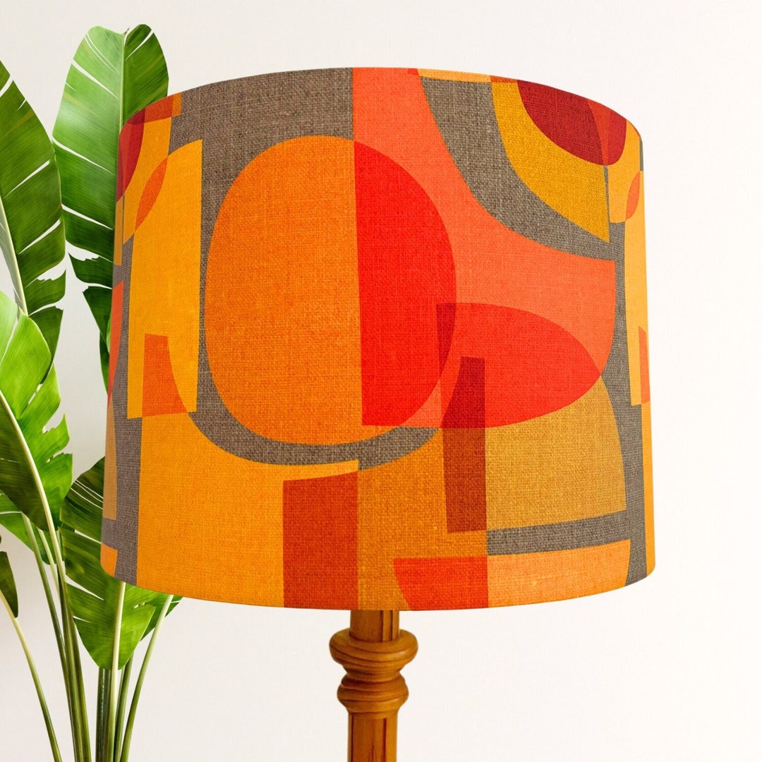 Orange and Yellow Mid Century Lamp Shade, MCM Decor, MCM Light Shade - Etsy