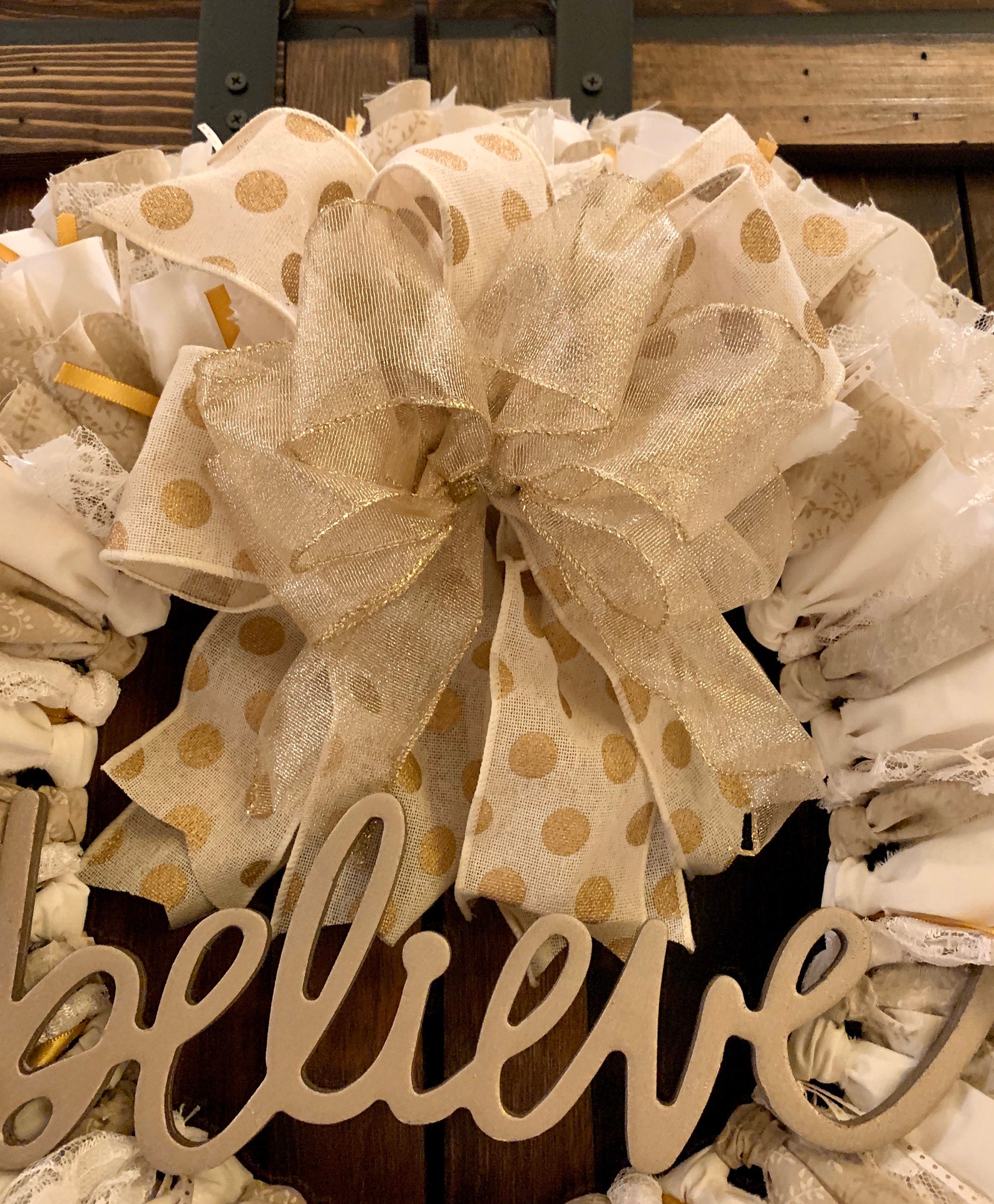 Cream and Gold BELIEVE Wreath - Etsy