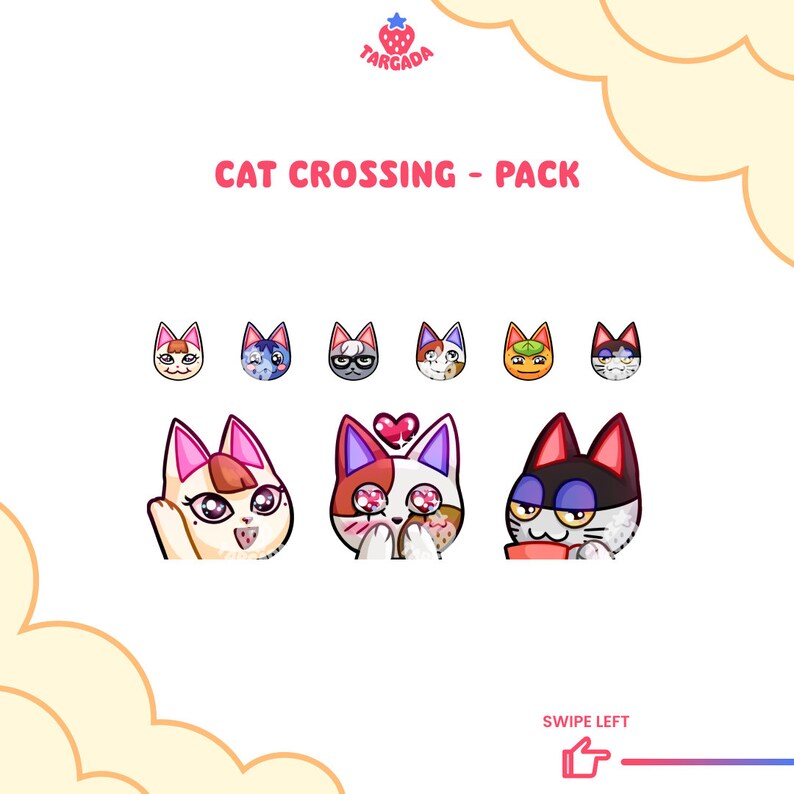 Twitch Badges and Emotes - Cat Crossing Pack (3 Emotes + 6 Badges) - Etsy