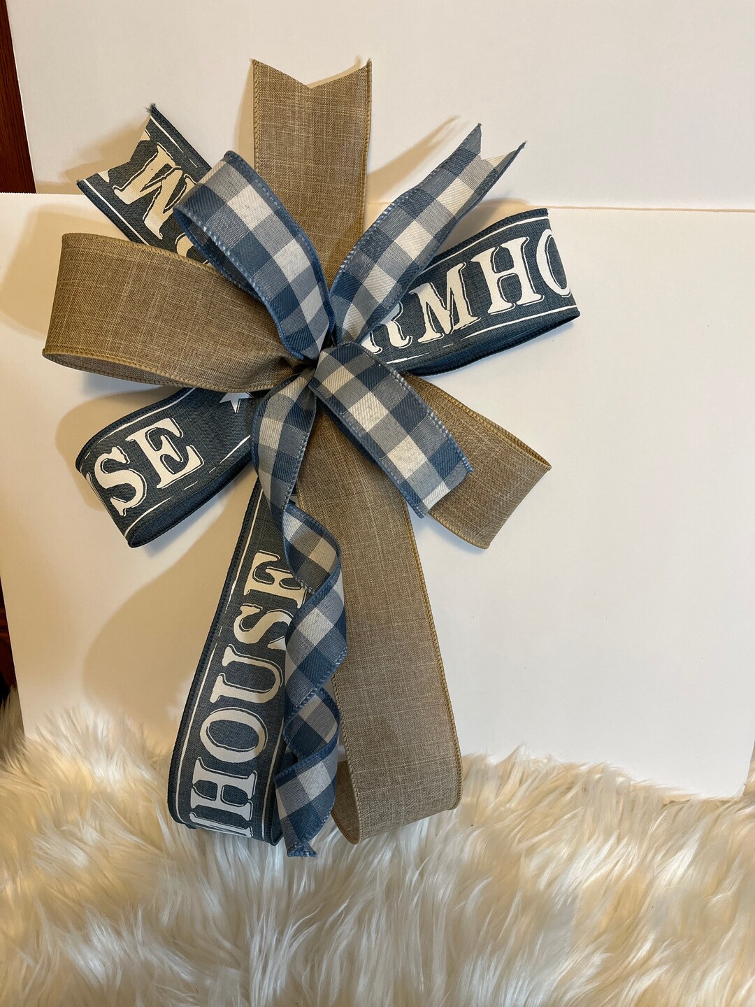 Farmhouse Decor Bow Country Blue Rustic Decor for Lantern Wreath Door ...