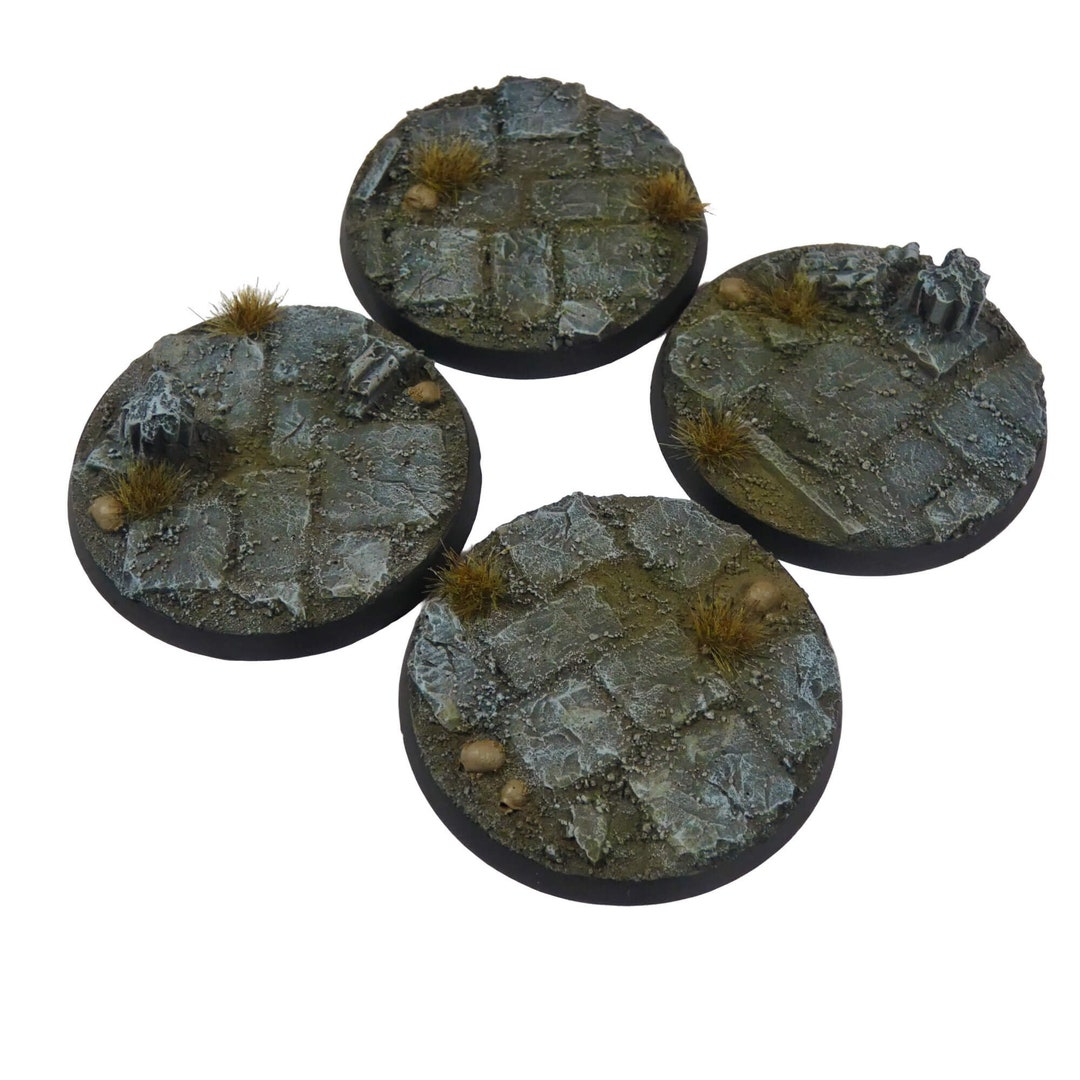 50 Mm Bases for Miniatures, Painted ANCIENT TEMPLE, 4 Wargaming and ...