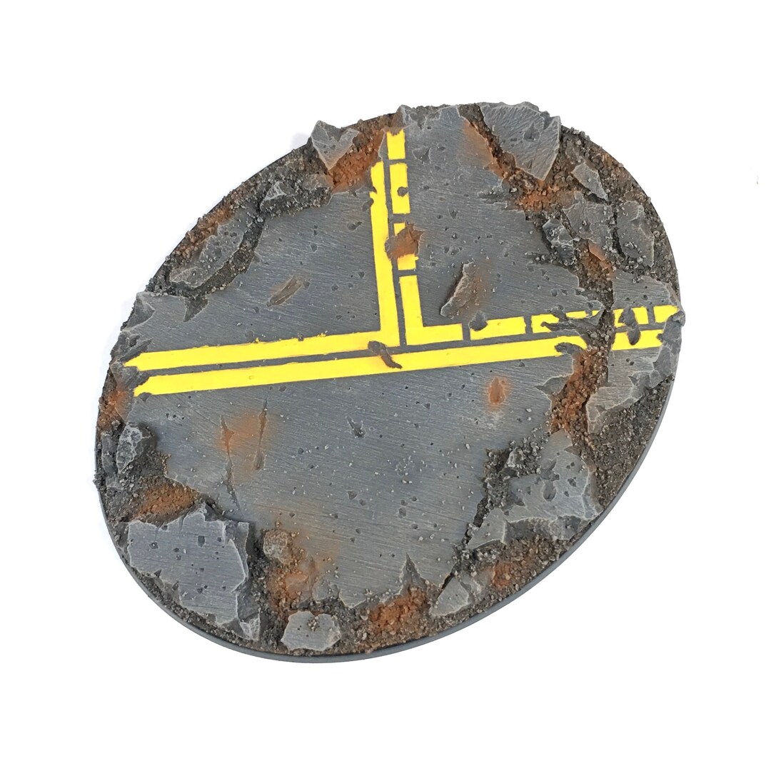 120mm Base for Miniatures Painted INDUSTRIAL ROAD 1 - Etsy