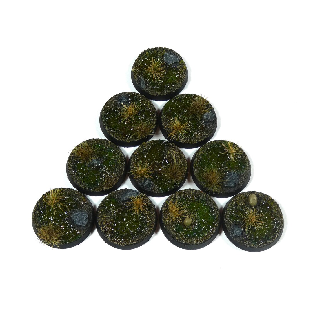 25mm Painted Miniatures Bases SWAMP Round 3D Resin Scenic Figure Stands ...