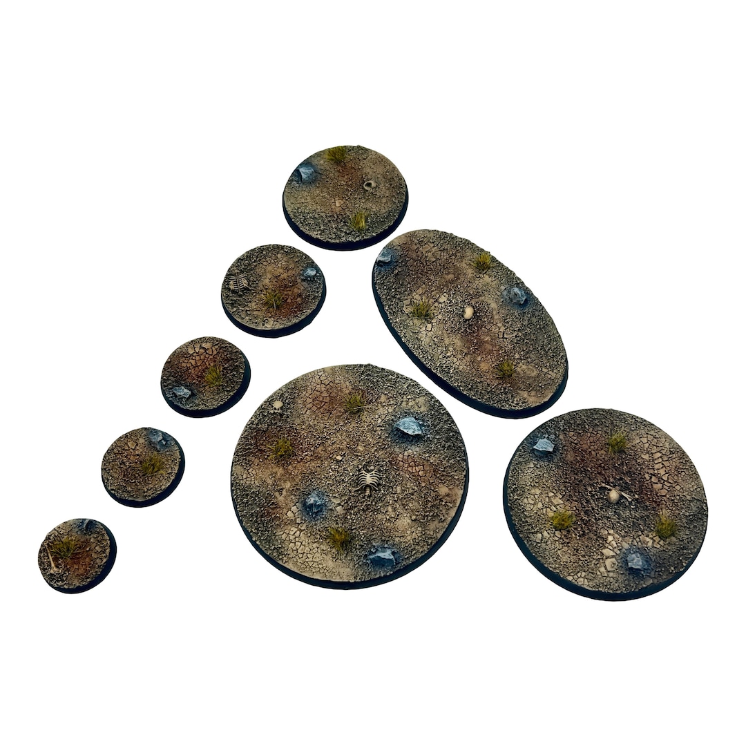 Painted Miniatures Bases - EARTH SURFACE - All Sizes, Round & Oval, 3D ...