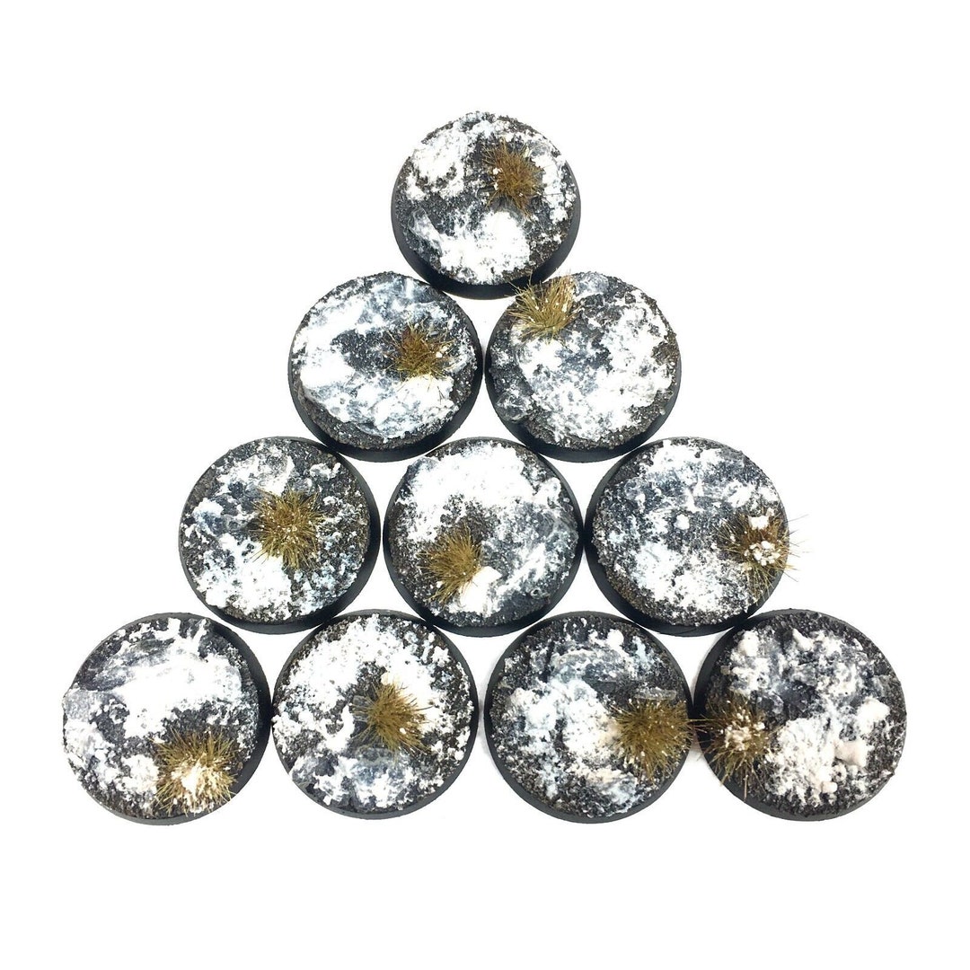 28mm Bases for Miniatures, Painted WINTER ROCKS, 10 Wargaming and Role ...