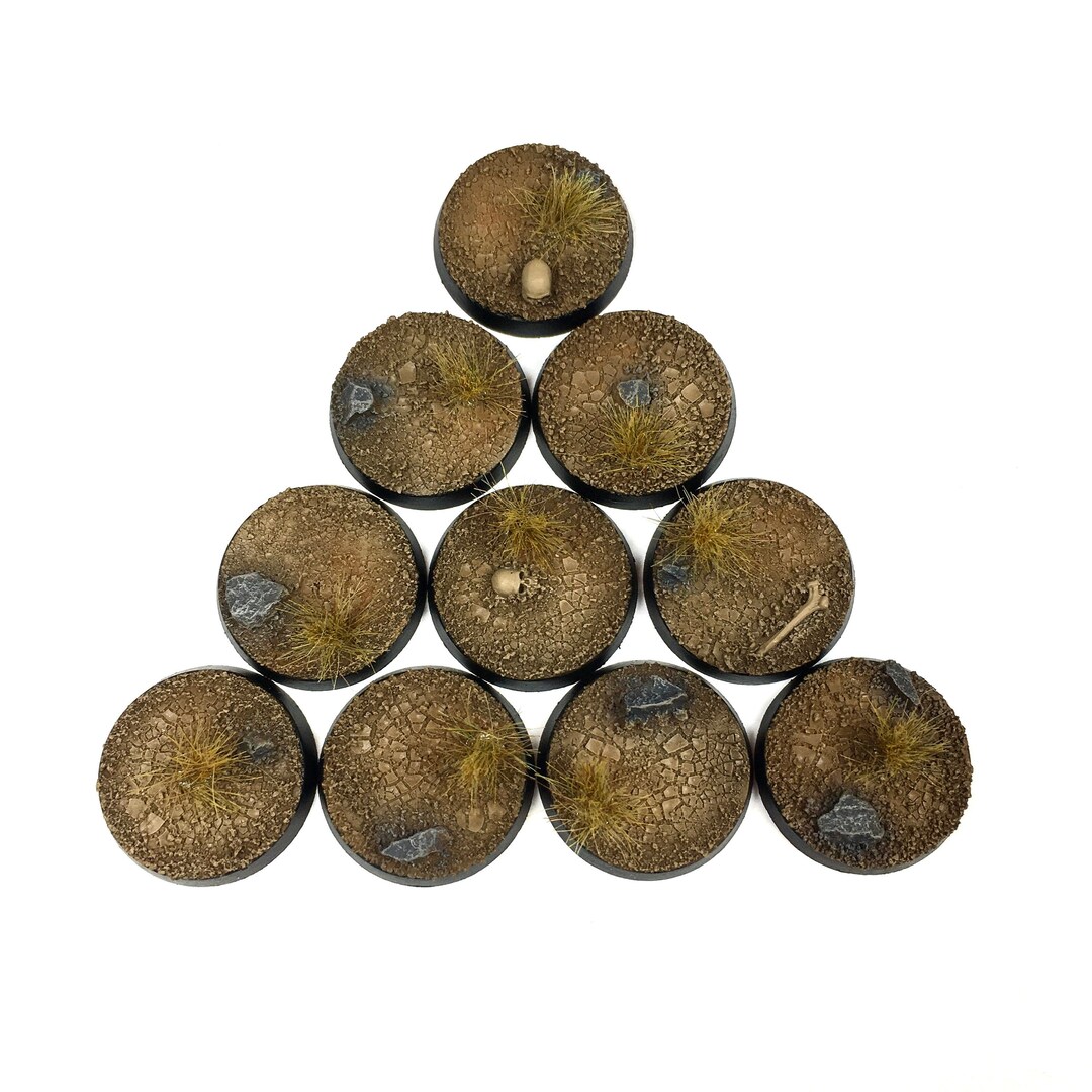 25mm Painted Miniatures Bases EARTH Round 3D Resin Scenic Figure Stands ...