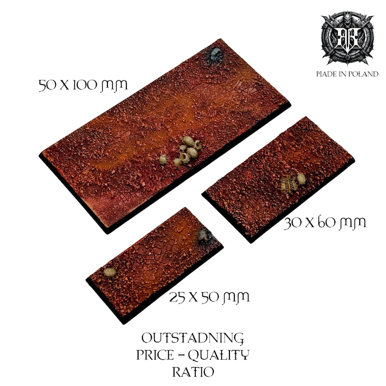 Painted Miniatures Bases - RED MARS TERRAIN - All Sizes, Round & Oval ...