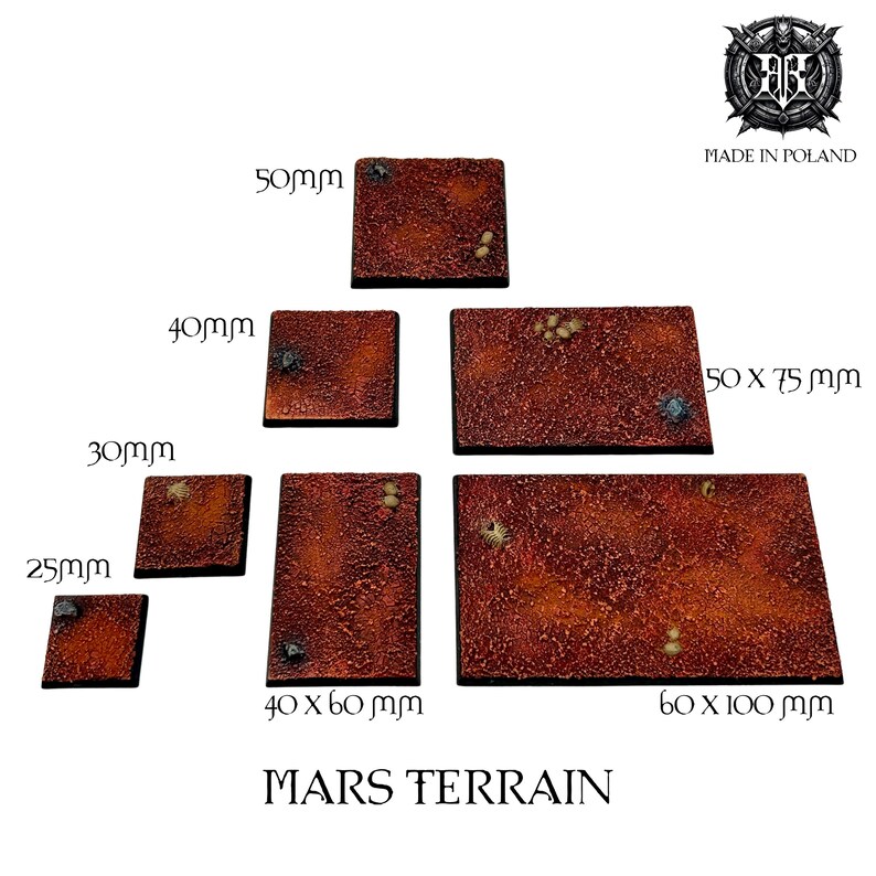 Painted Miniatures Bases - RED MARS TERRAIN - All Sizes, Round & Oval ...
