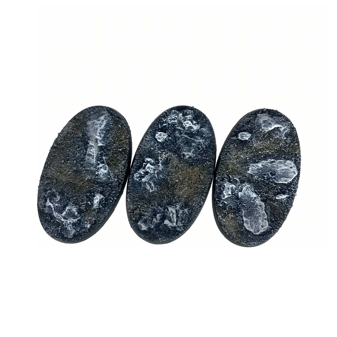 90mm Hand Painted Miniatures Bases ASH ROCKS Oval 3D Resin Scenic ...