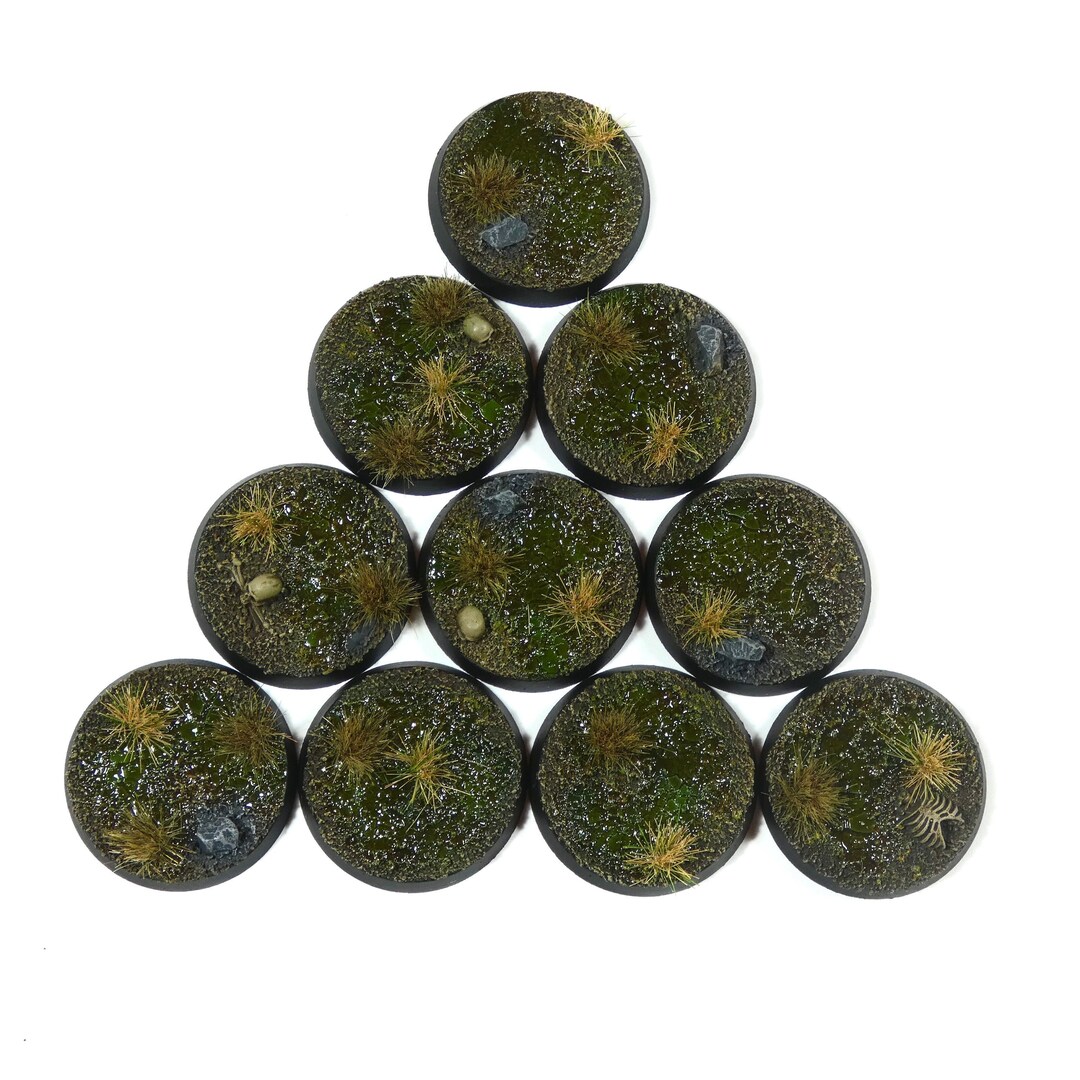 32mm Bases for Miniatures, Painted SWAMP, 10 Wargaming and Role Playing ...