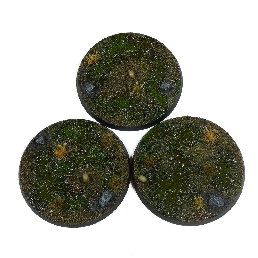 60mm Painted Miniatures Bases SWAMP Round 3D Resin Scenic Figure Stands ...