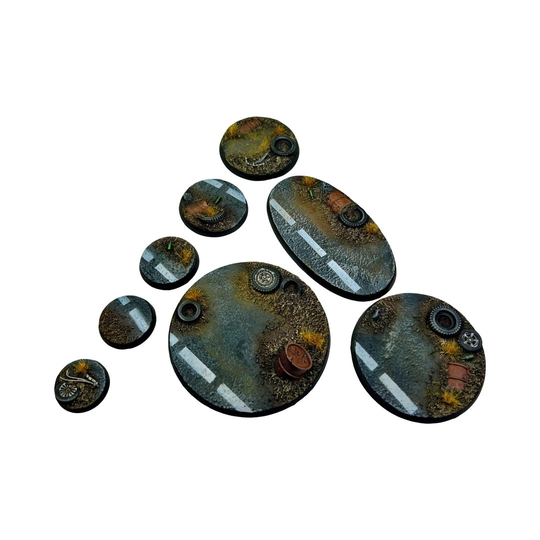 Painted Miniatures Bases - JUNK ROAD - All Sizes, Round & Oval, 3D ...