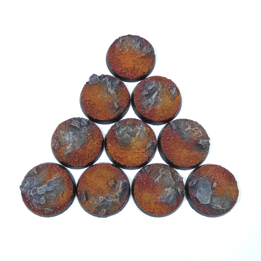 25mm Bases for Miniatures, Painted MARS ROCKS, 10 Wargaming and Role ...
