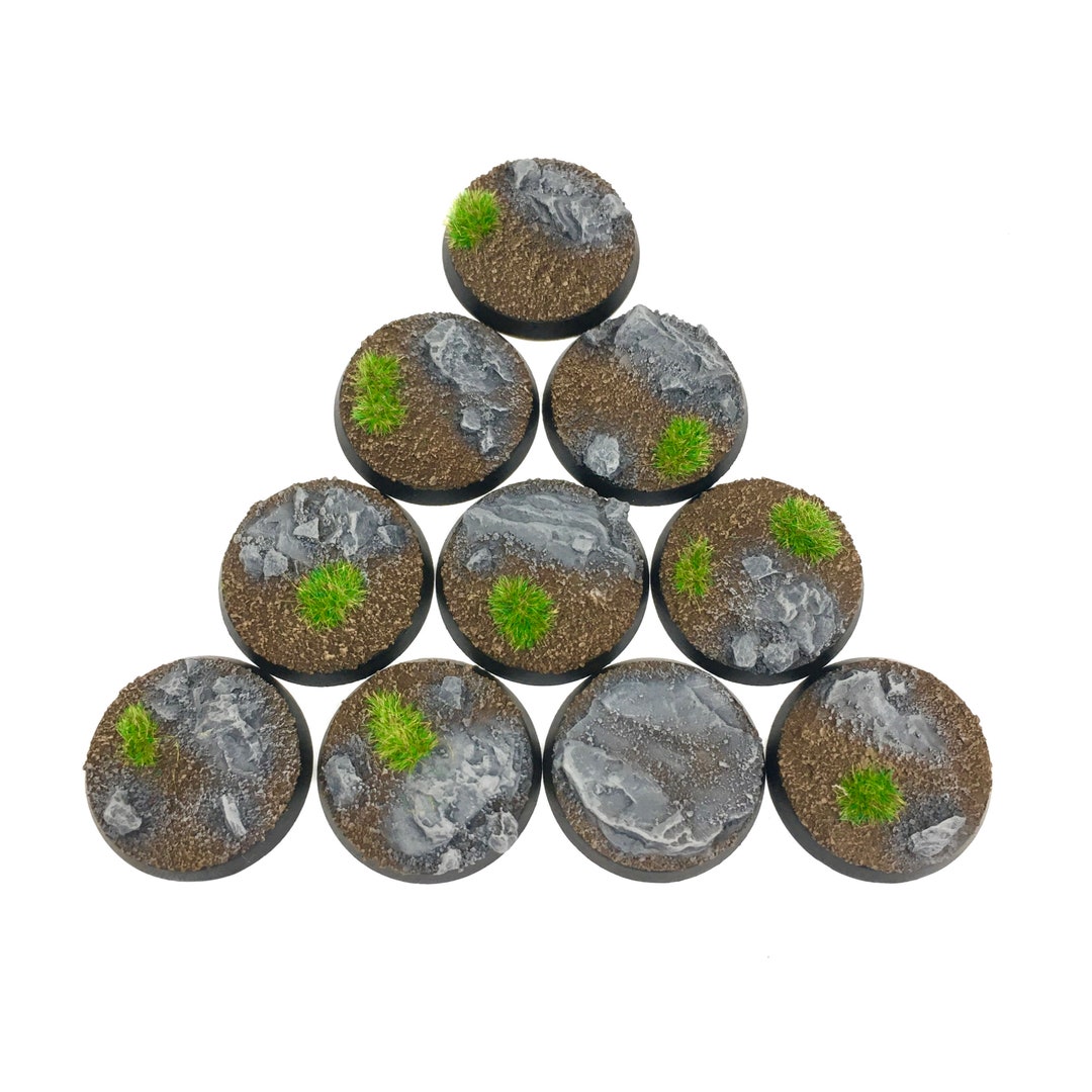 28mm Bases for Miniatures, Painted GRASS ROCKS, 10 Wargaming and Role ...