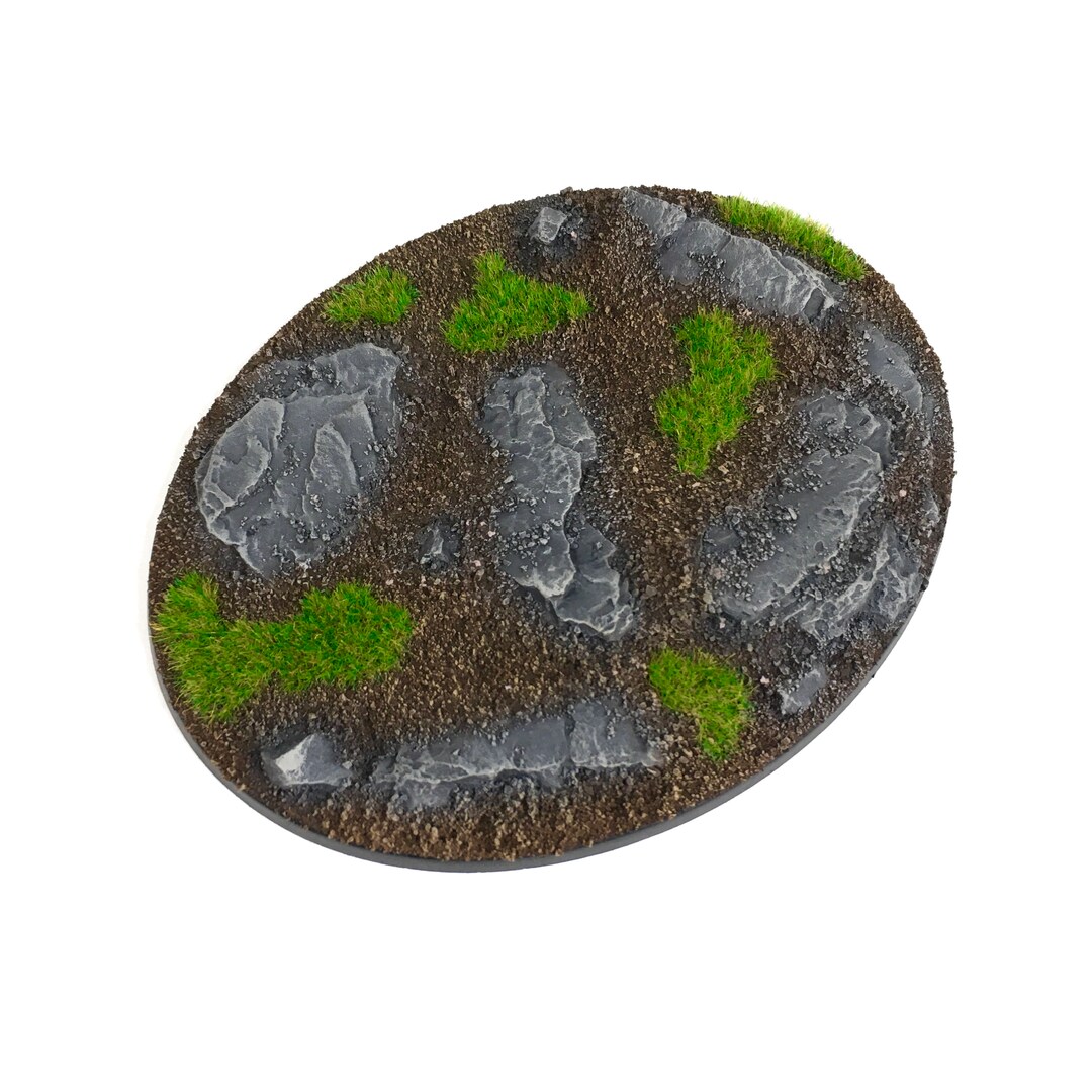 120mm Painted Miniatures Base GRASS ROCKS Oval 3D Resin Scenic Figure ...