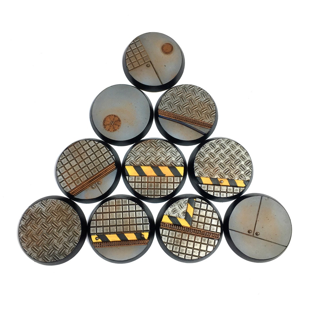 32mm Painted Miniatures Bases INDUSTRIAL FACTORY Round 3D Resin Scenic ...
