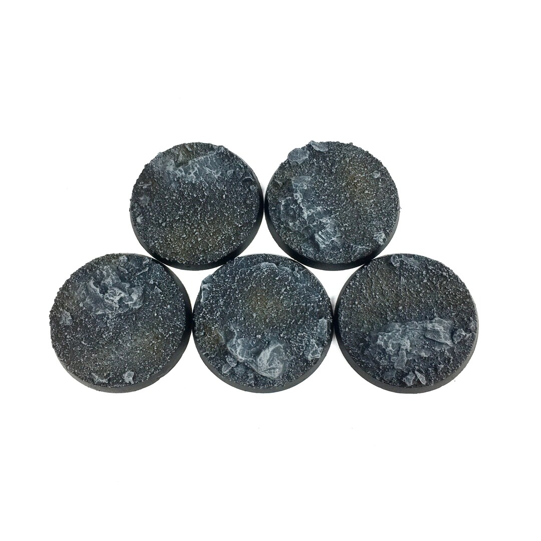 40mm Bases for Miniatures, Painted ASH ROCKS, 5 Wargaming and Role ...