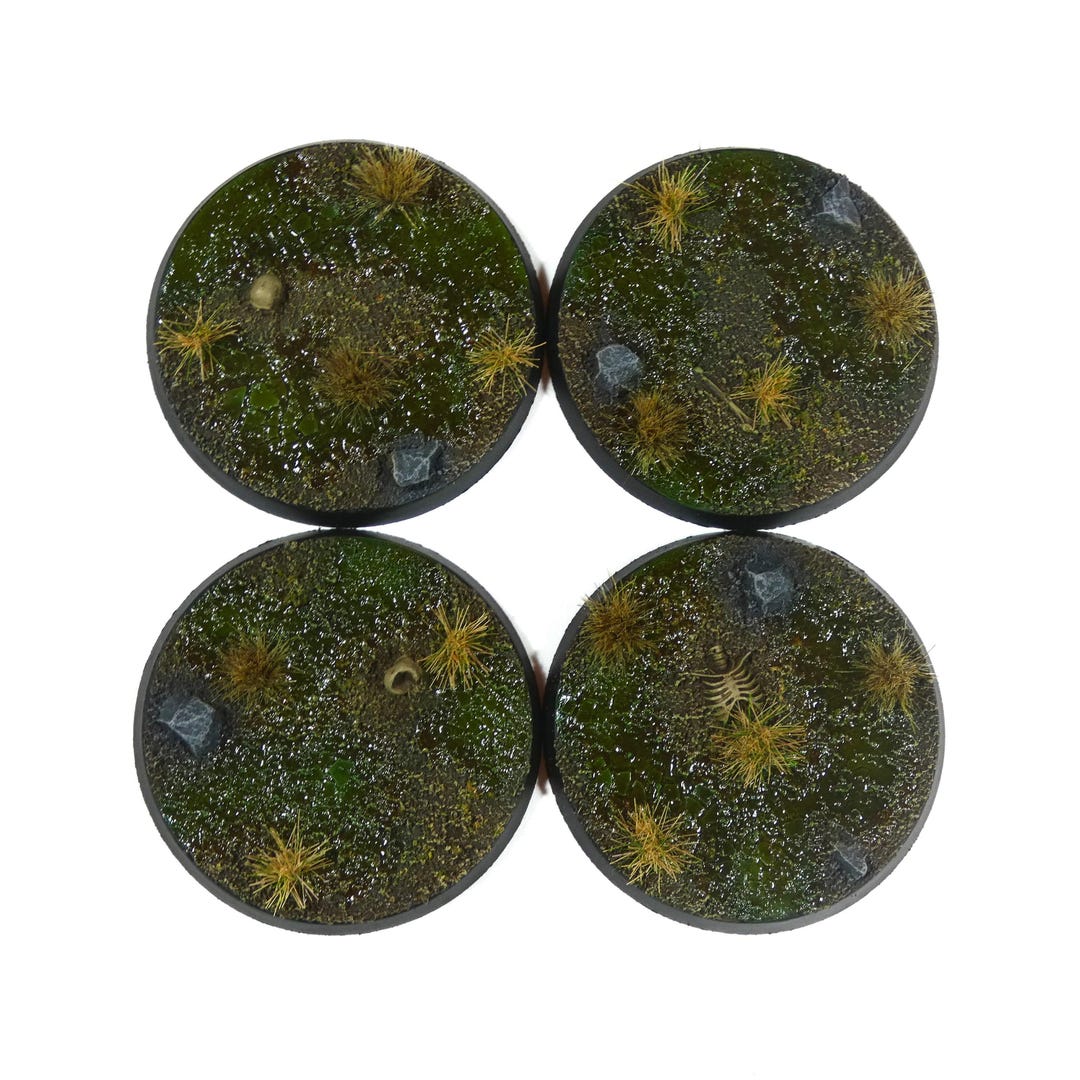 50mm Painted Miniatures Bases SWAMP Round 3D Resin Scenic Figure Stands ...
