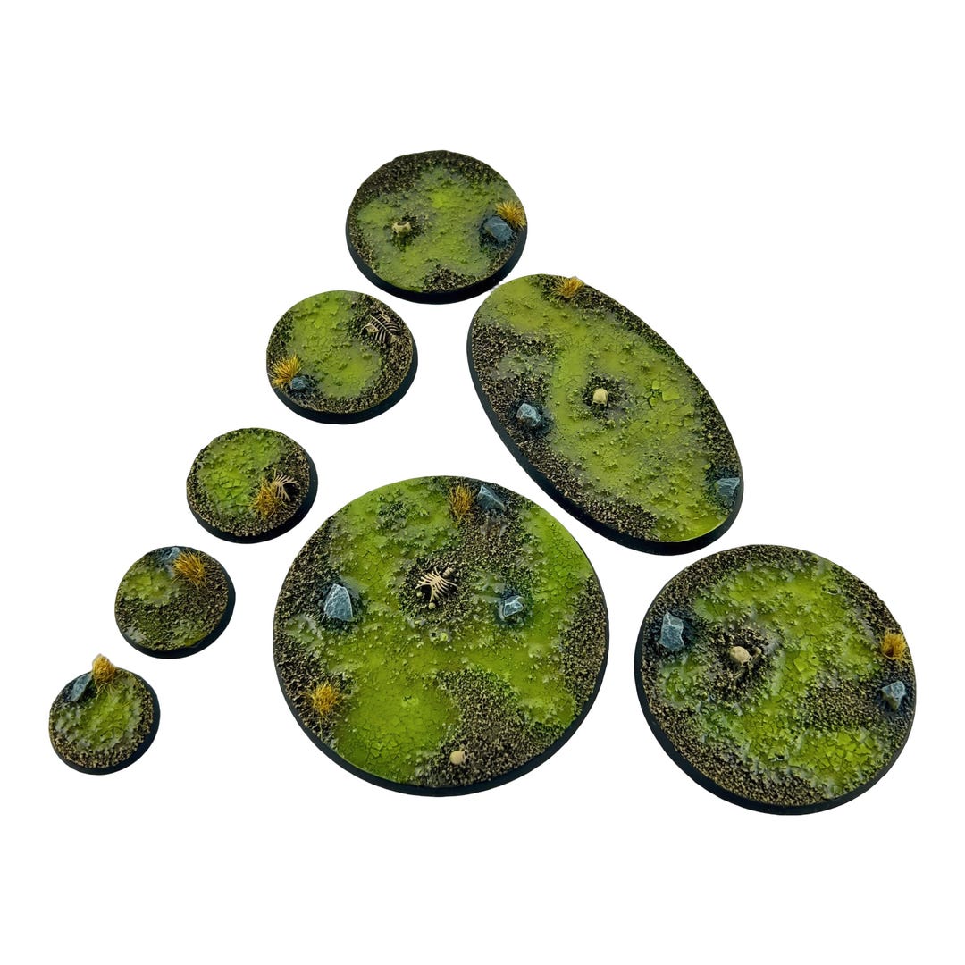 Painted Miniatures Bases - SWAMP - All Sizes, Round & Oval, 3D Resin ...