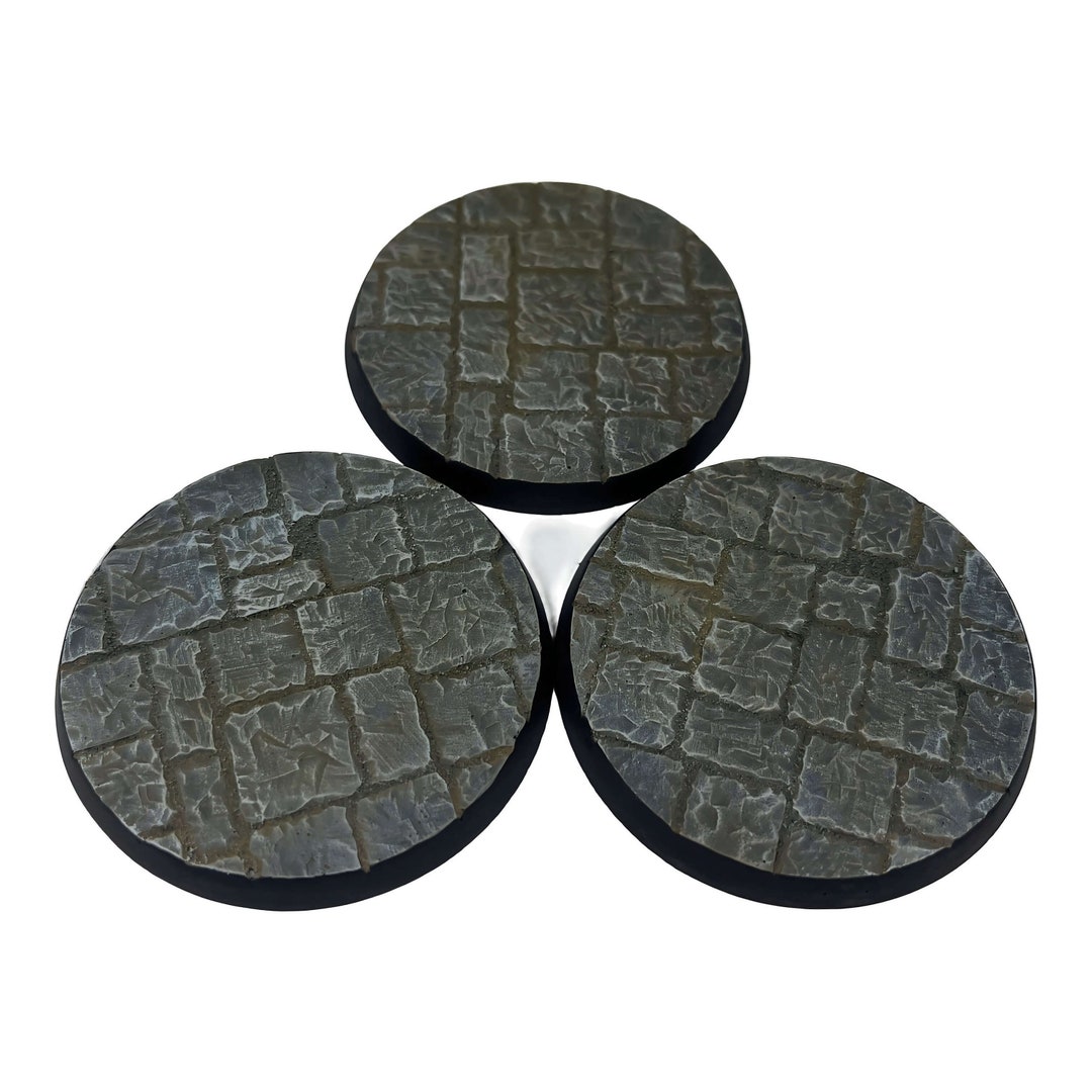 60mm Bases for Miniatures, Painted COBBLESTONE CITY, 3 Wargaming and ...