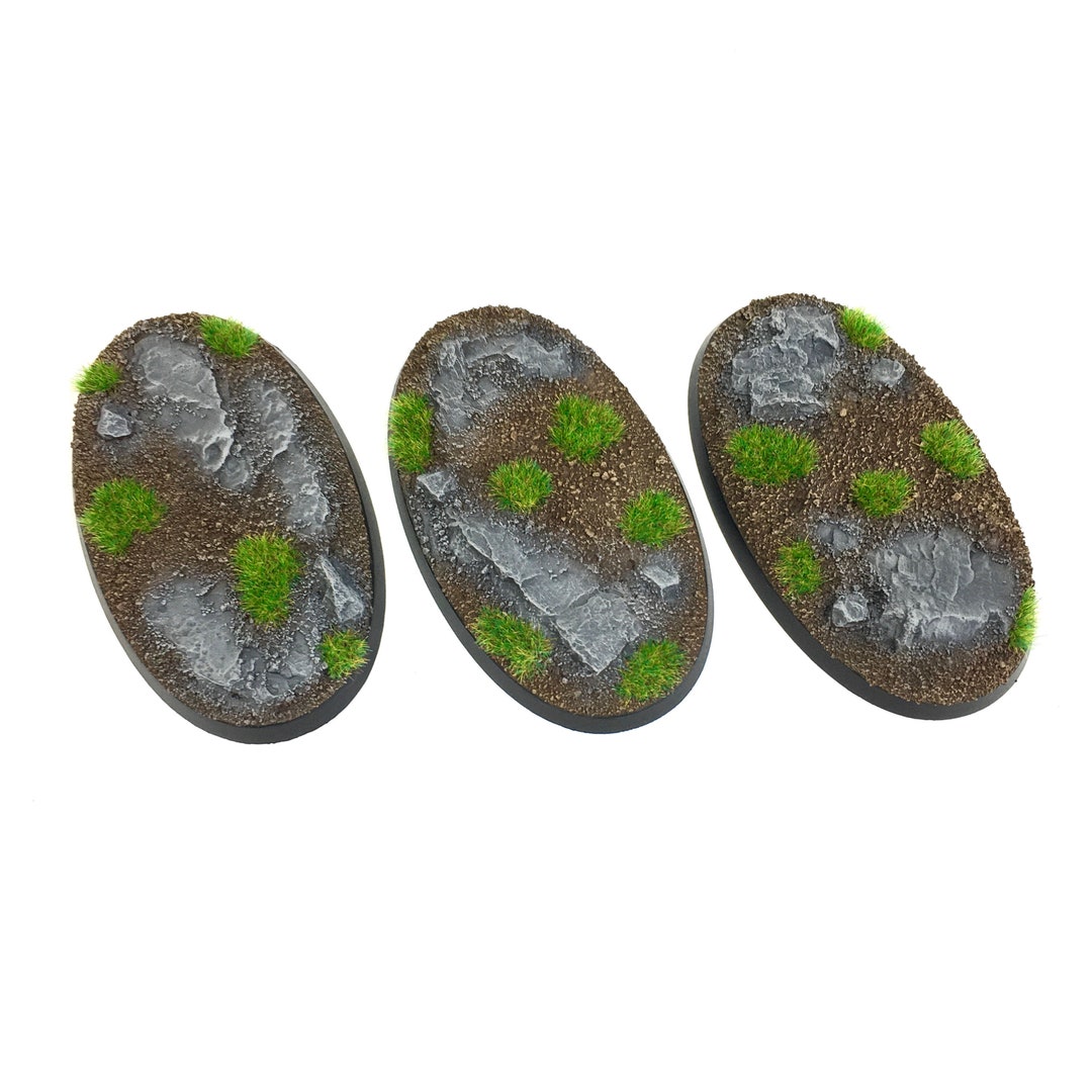 75mm Bases for Miniatures, Painted GRASS ROCKS, 3 Wargaming and Role ...