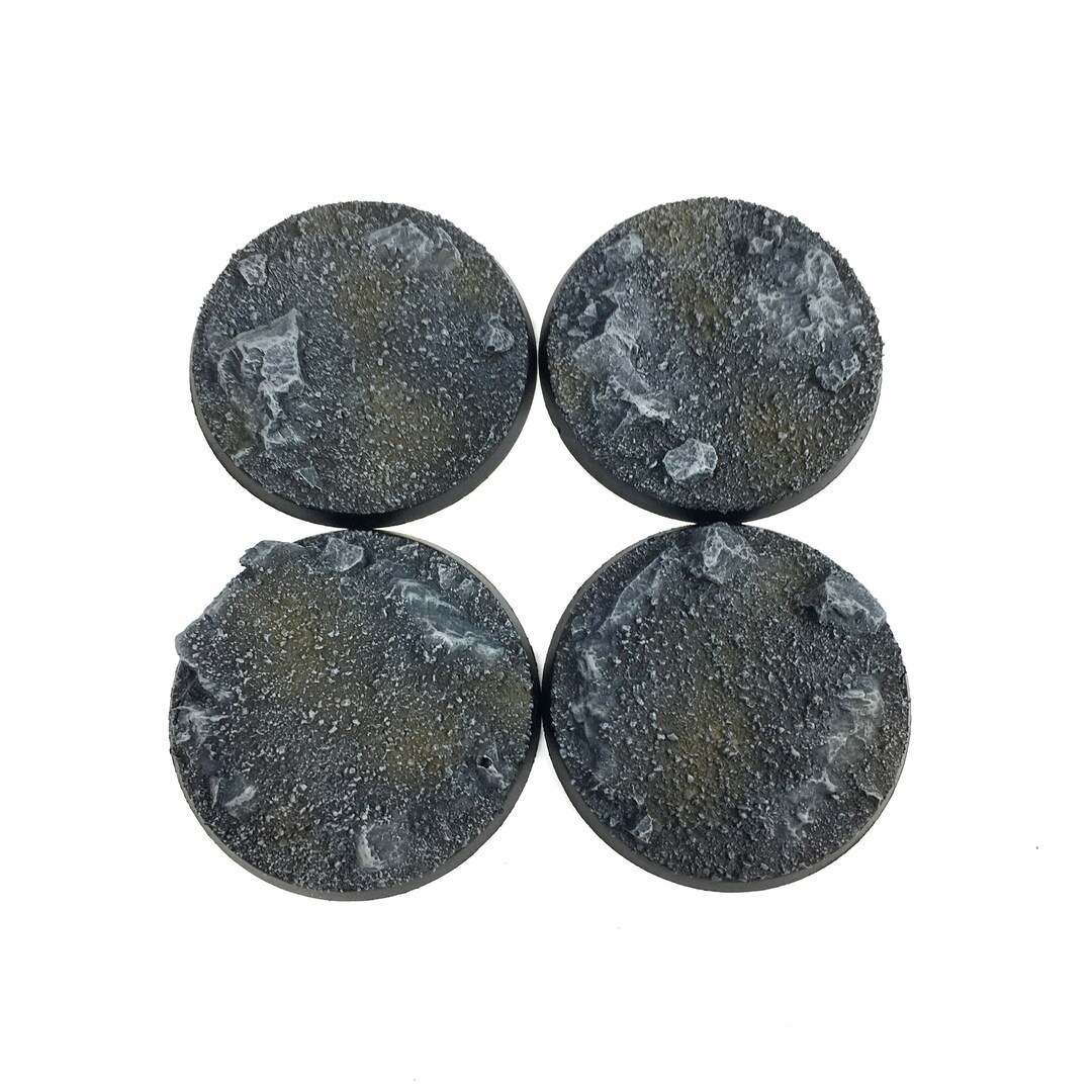 50mm Bases for Miniatures, Painted ASH ROCKS, 4 Wargaming and Role ...