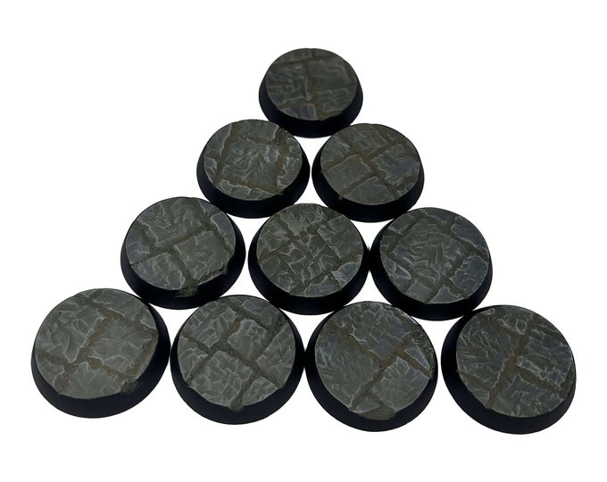 32mm Bases for Miniatures, Painted COBBLESTONE CITY, 10 Wargaming and ...