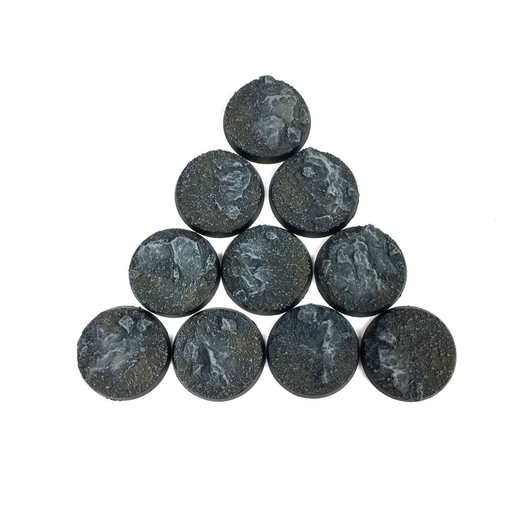 25mm Bases for Miniatures, Painted ASH ROCKS, 10 Wargaming and Role ...