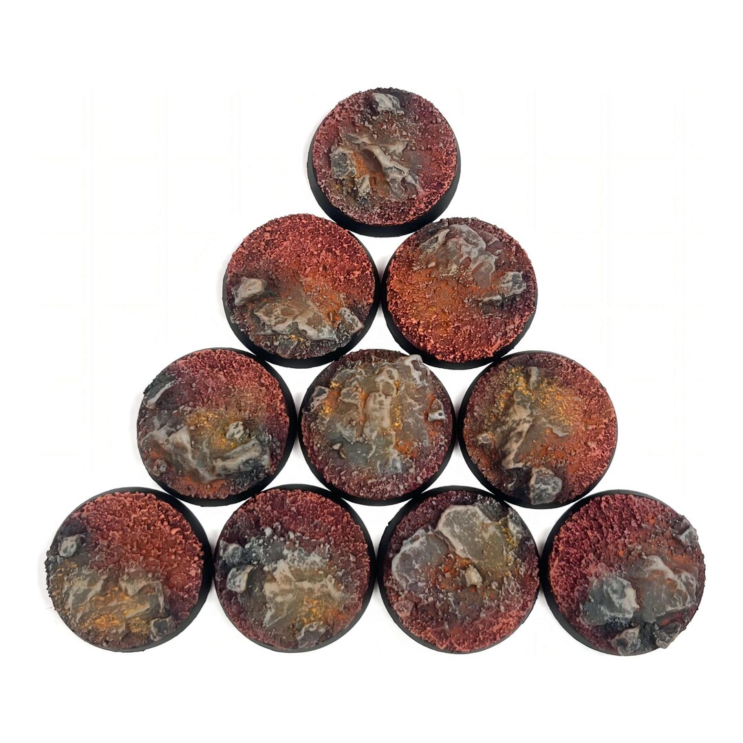 25mm Painted Miniatures Bases VOLCANIC ROCKS Round 3D Resin Scenic ...