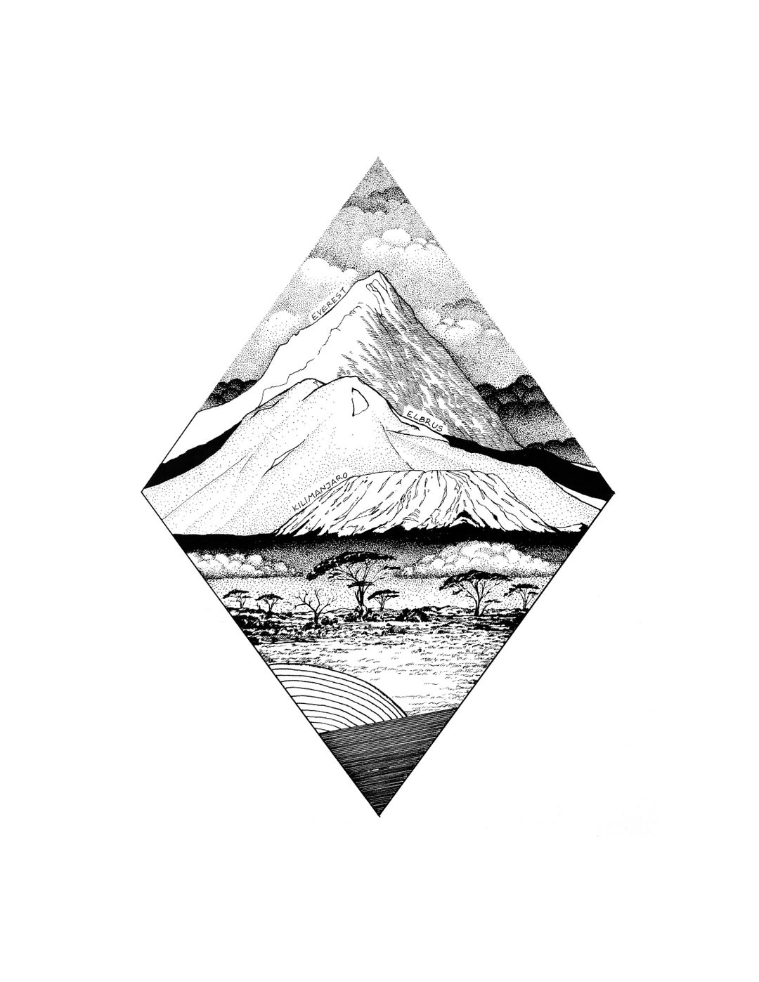 7 Summits (3 Out of 7) Illustration Print - Etsy